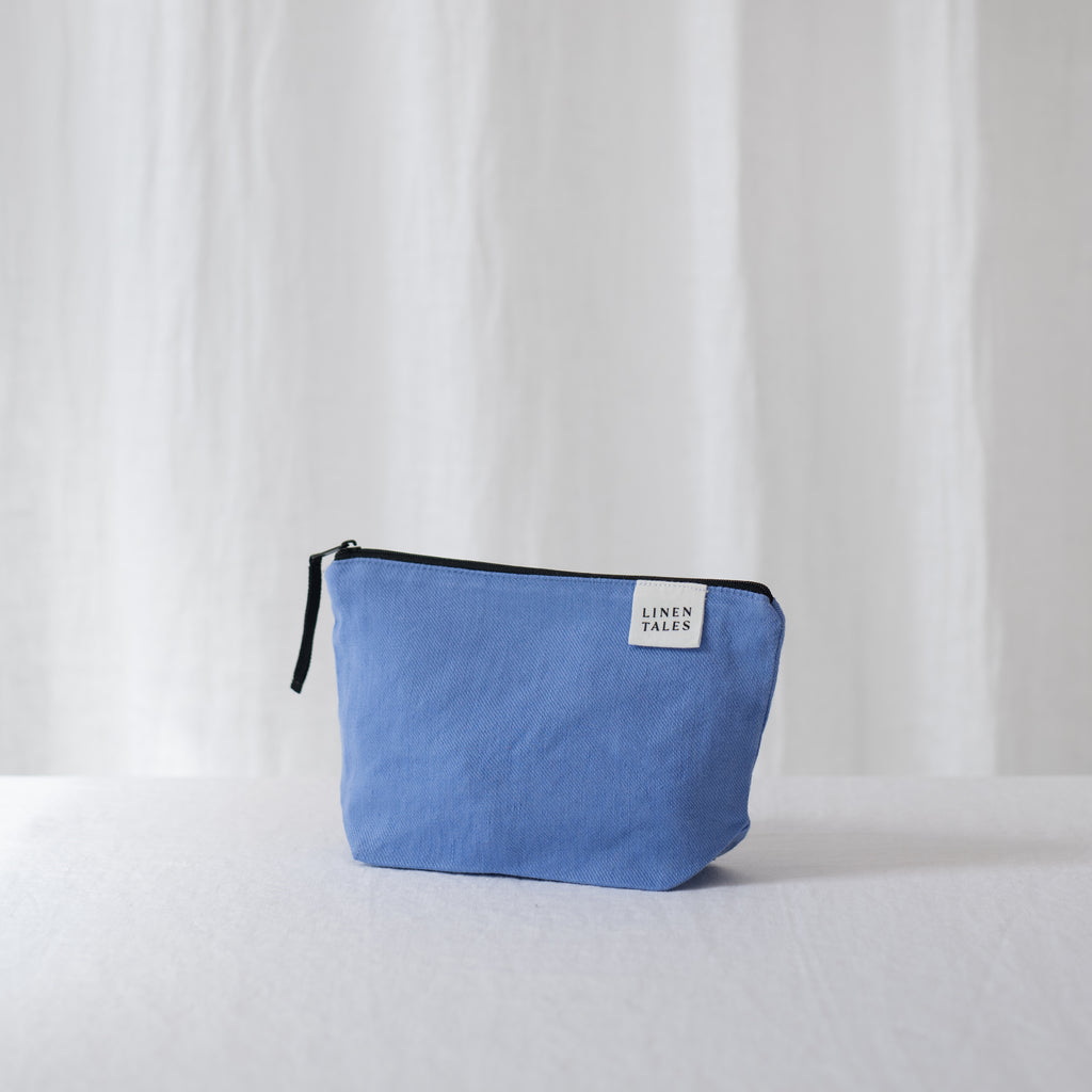LIMITED EDITION Twill-Leinen Make-up-Täschchen, Persian Blue – Linen Tales